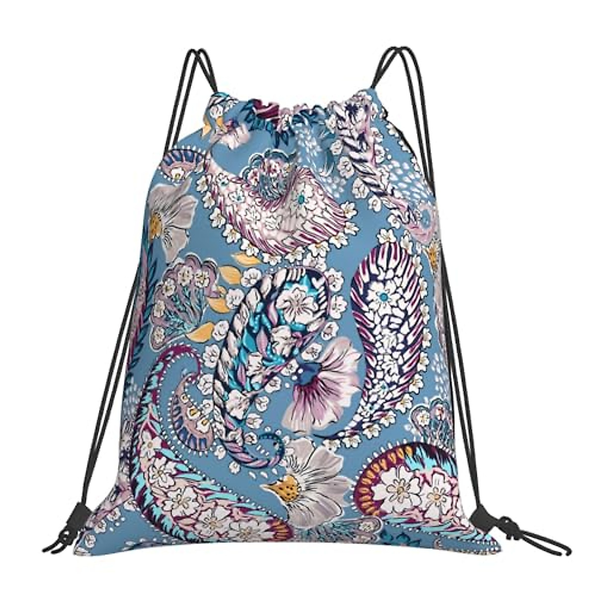 Delhiponics Ethnic Elements Drawstring Backpack Waterproof Gym Sports Trave String Bag Adjustable Lightweight Drawstring Bag Sports Dance Sackpack