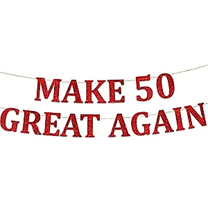 Funny 50th Birthday Party Red Banner - Happy 50th Wedding Anniversary Decorations - Milestone Birthday Party Decorations