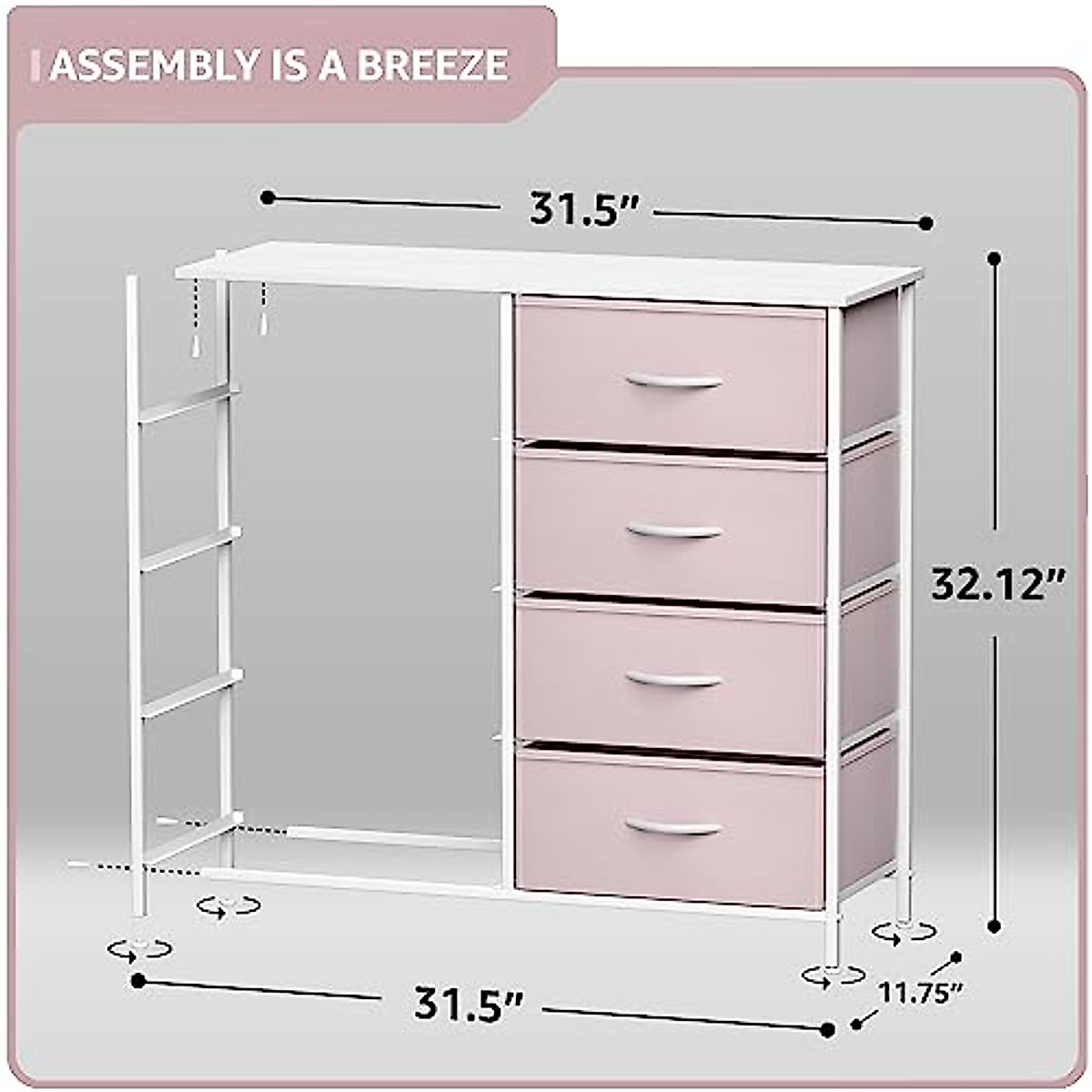 Sorbus Kids Dresser with 8 Drawers - Storage Unit Organizer Chest for Clothes - Bedroom, Kids Room, Nursery, & Closet (Pink, 31.5 x 12 x 32-8 Drawer)