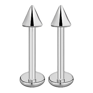 Forbidden Body Jewelry Surgical Steel Spike Top Cartilage & Labret Stud - 18g 10mm (2pcs)