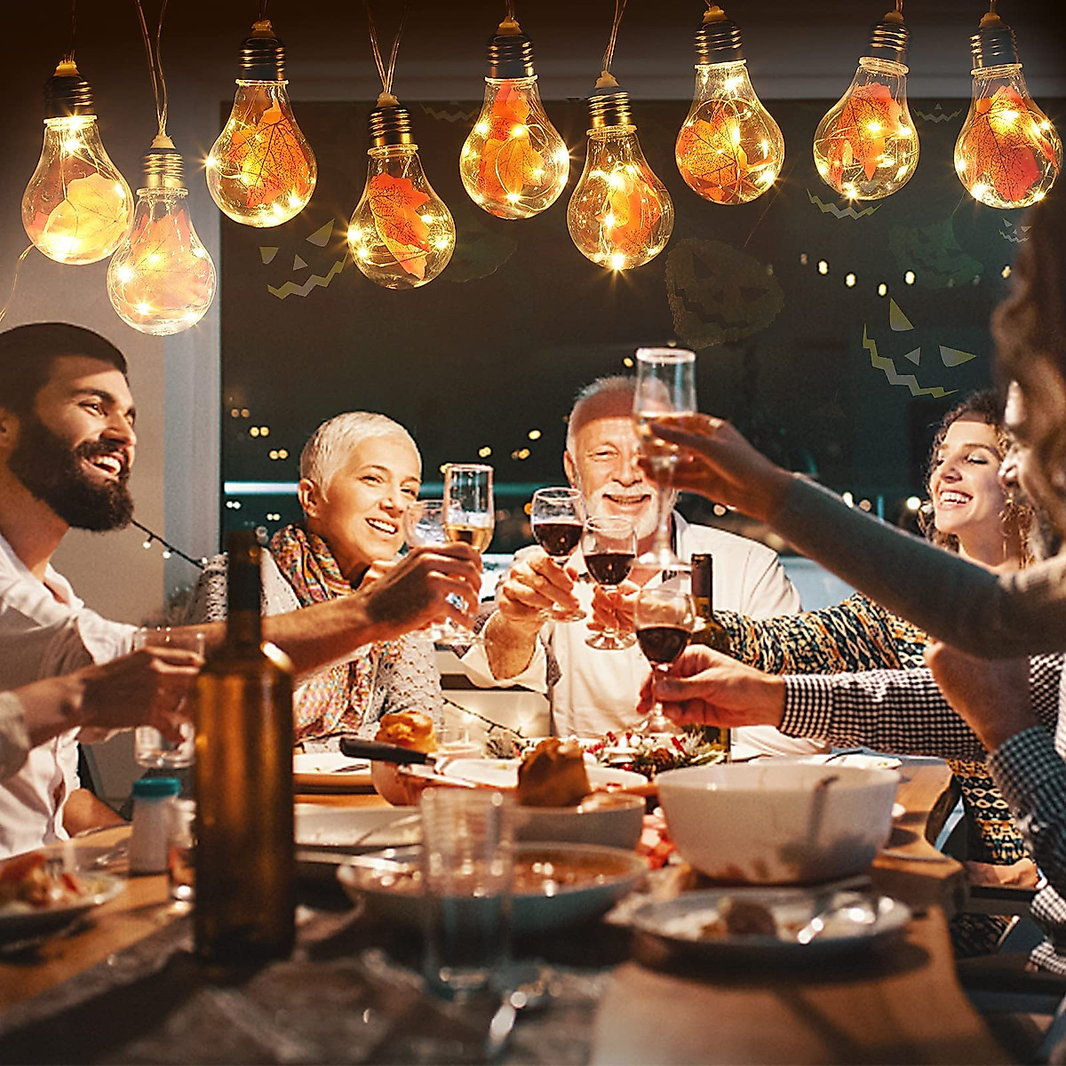 Christmas String Lights, Shample Holiday Theme Maple Leaf Light Bulb Waterproof Indoor Outdoor Hanging Lights Decorative Festival Lights for Home Party Patio Garden Wedding, 10 Bulbs, 10ft