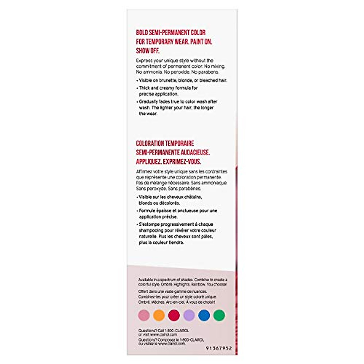 Clairol Color Crave Semi-Permanent Hair Dye, Scarlet Hair Color, 1 Count