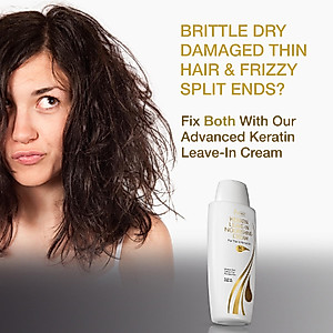 Vitamins Keratin Leave In Conditioner Moisturizer - Thin to Normal Hair Care Moisturizing Hydrating Detangler Cream for Dry Damaged Hair