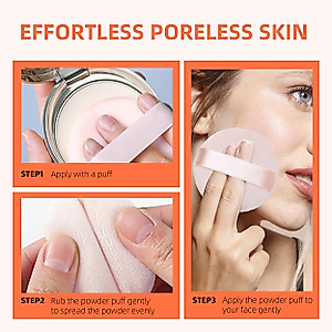 10 Pieces Pure Cotton Powder Puff, Makeup Puff for Powder Foundation, 3.15-inch Normal Size with Strap, Blending for Loose Powder Mineral Powder Body Powder Wet Dry Makeup Tool