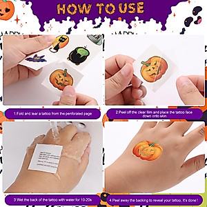 192 PCS Halloween Temporary Tattoos for Kids, Halloween Assorted Waterproof Fake Pumpkin Temp Tattoo Sticker for Boys Girls Goody Bag Stuffers Prizes Party Favors