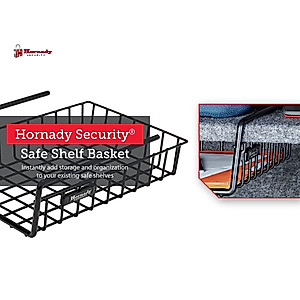 Hornady Hanging Shelf Document Basket, 96012 - Coated Wire Basket Maximizes Storage for Documents, Gun Accessories, & Ammo - Easy Access Under Shelf Storage for Gun Safes - Holds Up to 40 Pounds