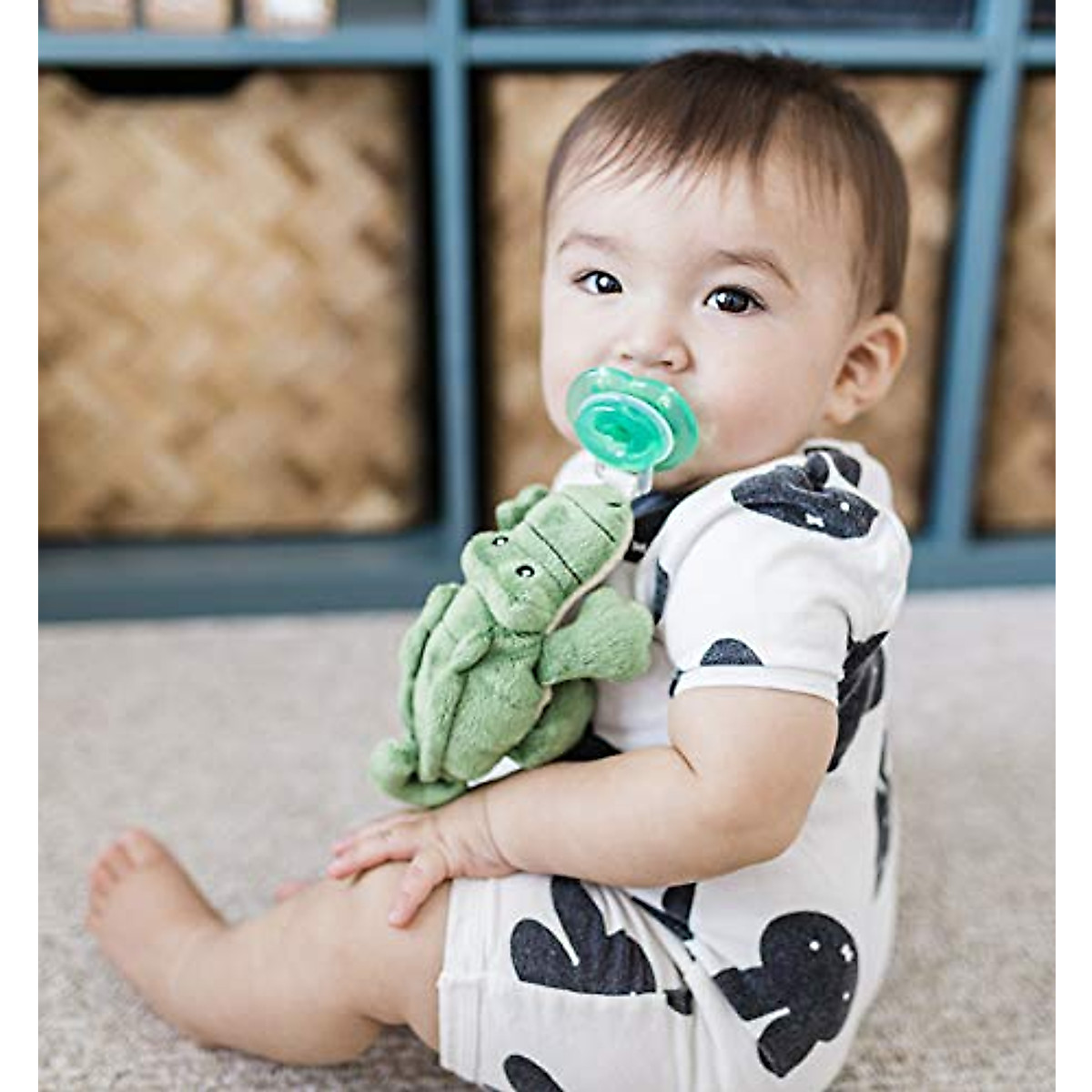 Nookums Paci-Plushies Buddies - Alligator Pacifier Holder - Adapts to Name Brand Pacifiers, Suitable for All Ages, Plush Toy Includes Detachable Pacifier