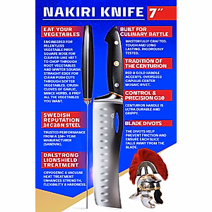 Dalstrong Nakiri Knife - 7 inch - Centurion Series - Premium Swedish High Carbon Stainless Steel - G10 Handle - Vegetable Knife - Sheath Included