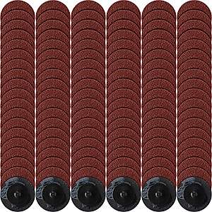 Newwiee 150 Pieces 2 Inch Sanding Discs 36 Grit Roll Lock Discs Die Grinder Sanding Disc for Surface Prep Strip Grind Polish Finish Burr Rust Paint Removal Red