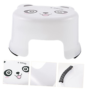 Cartoon Plastic Stool Bathroom Stools for Adults Bathroom Stool for Toddlers Round Ottoman Toilet Step Stool Stool Potty Training Small Stool Toilet Child White