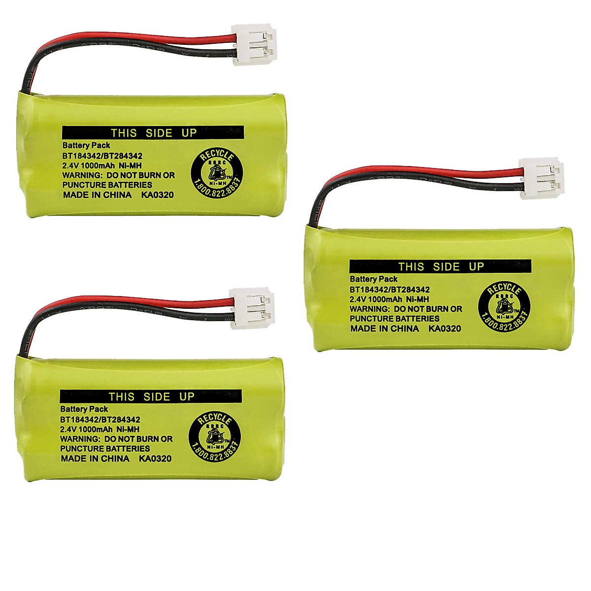 Replacement Battery for AT&T BT8001 / BT8000 / BT8300 / BT184342 / BT284342 / 89-1335-00 / 89-1344-01 / BATT-6010 / CPH-515D (3-Pack, Bulk Packaging)