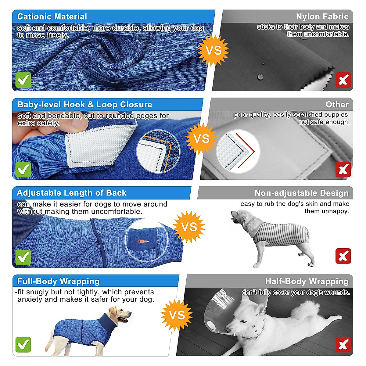 BEAUTYZOO Dog Recovery Suit Female After Surgery Spay, Soft Dog Surgery Suit E-Collar & Cone Alternative, Male Dog Neuter Surgical Onesies,Anti Licking Wounds Dog Bodysuit, Post-Operative Vest Clothes