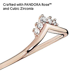 Pandora Jewelry Tiara Wishbone Cubic Zirconia Ring in Rose, Size 7.5