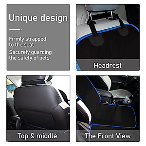 GURETER Dog Car Seat Cover for Front Seat, Dog Car Seat Cover Convertible Dog Booster Seat, Tear Resistant Pet Frontseat Cover for Car, SUV and Truck, Black with Blue Edge, Handbag Packed FCWLAGU7