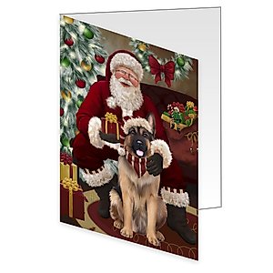 Red Santa German Shepherd Dog Special Holiday Greeting Cards - Adorable Pets Invitation Cards with Envelopes - Pet Artwork Christmas Greeting Cards GCD3155 (50 Greeting Card)