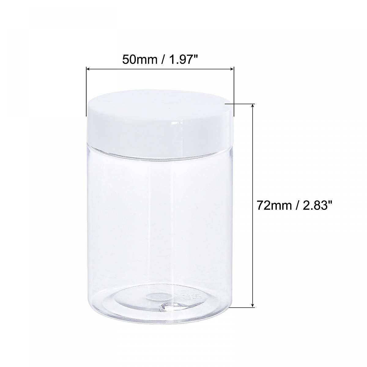 uxcell Round Plastic Jars with White Screw Top Lid, 3oz/ 100ml Wide-mouth Clear Empty Containers for Storage, Organizing 6Pcs