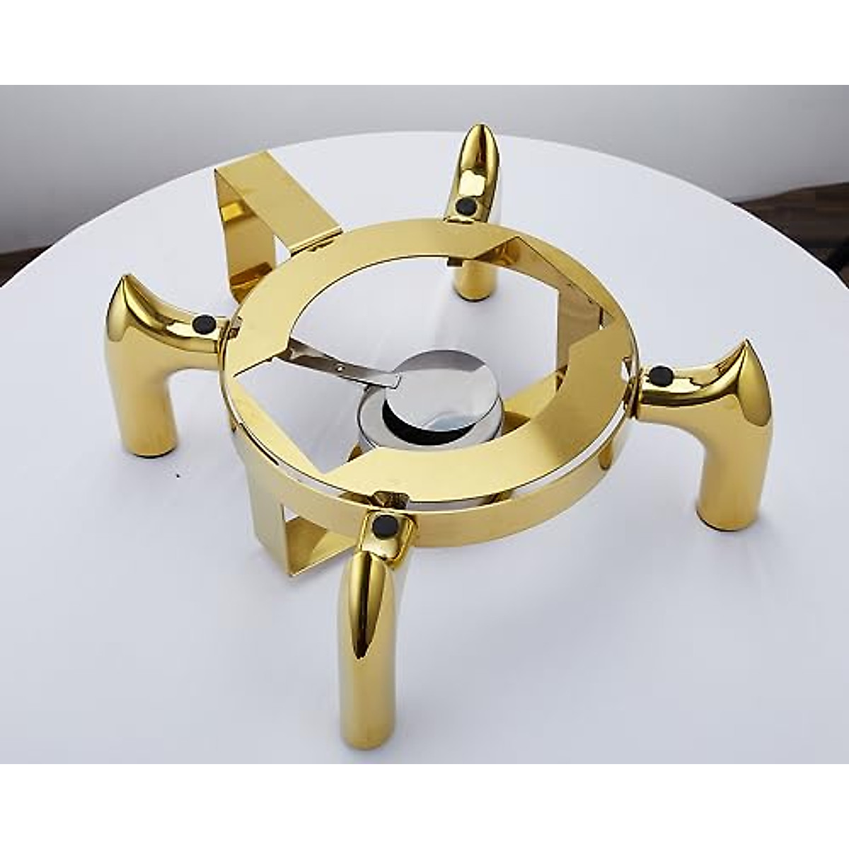 HONHPD Luxury 6.8 Liters Roll Top Round Golden Chafing Dish, Chaffing Server Set Buffet, Stainless Steel Buffet Chafer with Glass Lid, Chafers and Buffet Warmers Set for Catering, Parties(Upgraded