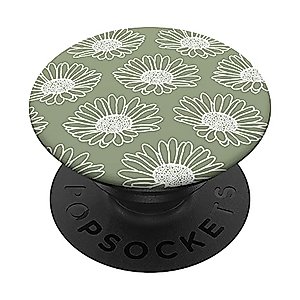 Cottagecore Sage Green Daisy Flower Aesthetic Boho Plant PopSockets Swappable PopGrip