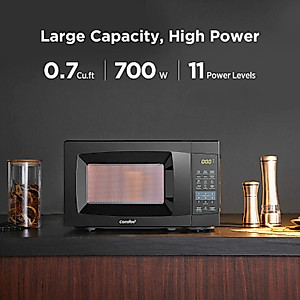 BLACK+DECKER BCRK25B Compact Refrigerator Energy Star Single Door Mini Fridge with Freezer, 2.5 Cubic Feet, Black & COMFEE' EM720CPL-PMB Countertop Microwave Oven with Sound On/Off, ECO Mode and Easy