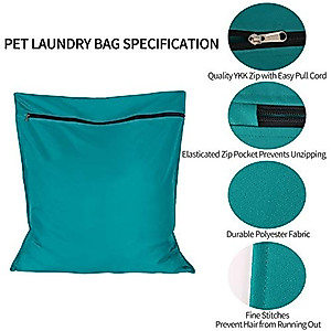 AUXSOUL 1 Pack Pet Laundry Bag, Stops Pet Hair Blocking The Washing Machine, Big Size Wash Bag Ideal for Dog Cat Horse, Hair Remover Safely, 25.8’’ 27.8’’ (65 X 70cm)(Lake Blue)