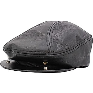 Men Genuine Newsboy Leather Hat Cap Gatsby Flat Golf Cabbie Made in USA (Large/X-Large, Black) Gatsby100% Leather hat, Made in USA ;Large/X Large 23.5-23.9 Inches 60cm; 7 1/2-7 5/8 Stylish.