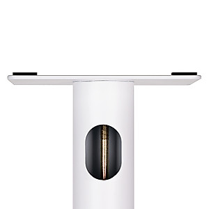 Fluance Floor Speaker Stands for Surround Sound and Bookshelf Speakers with Solid Construction, Adjustable Floor Spikes, Rubber Isolation Feet, Cable Management, Square Base - Matte White/Pair SS05SWH