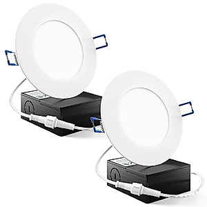 Sunco 2 Pack 4 Inch Ultra Thin LED Recessed Ceiling Lights Slim, 5000K Daylight, Dimmable, 10W, Wafer Thin, Canless with Junction Box - ETL