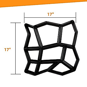 Avalution Reusable Concrete Mold 17"x17"x1.6" Walker Maker Courtyard Stepping Stone Molds Lawn Garden DIY Paving Mold(Irregular)