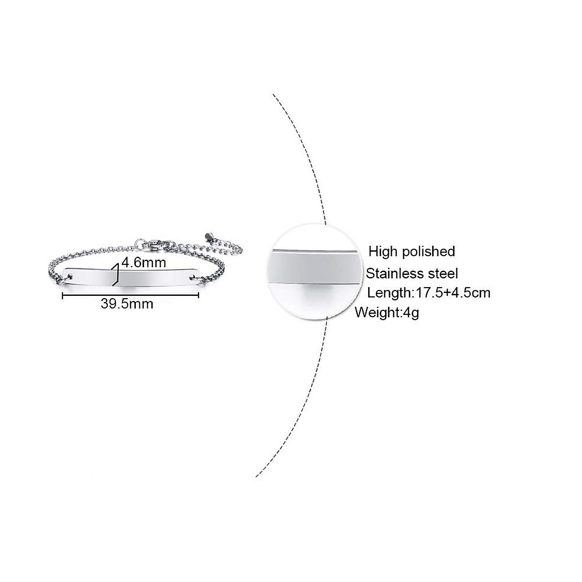 VNOX Set for 5 Customize Friendship Jewelry Stainless Steel Delicate Skinny Bar Adjustable Bridesmaid Bracelet