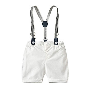 Baby Boys Gentleman Outfits Suits, Infant Short Sleeves Shirt+Bib Pants+Bow Tie Overalls Clothes Set,3-6M Multi