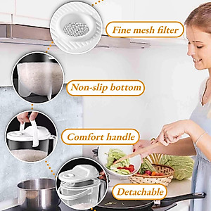 Rice Washer Strainer Bowl, Portable Rice Cleaner Strainer, Kitchen Colander with Handle for Rice, Beans, Grapes and Small Tomatoes