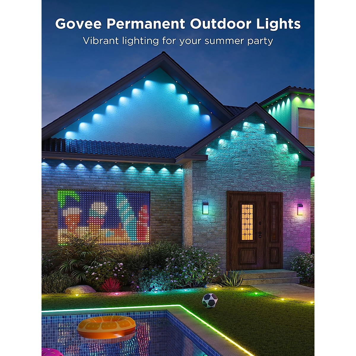 Govee Permanent Outdoor Lights Pro, 100ft with 60 RGBIC LED Lights for Daily and Accent Lighting, 75 Scene Modes, IP67 Waterproof, Works with Alexa, Google Assistant, Matter, White