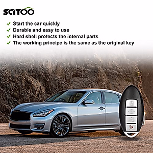 SCITOO 1pc Keyless Entry Remote Key Fob SHELL CASE Replacement for Infiniti G25 G37 Q40 FX35 for Nissan Altima Maxima Murano FCC KR55WK48903 KR55WK49622 4 Buttons Uncut Car Key