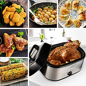 24 Quart Turkey Roaster Oven with Removable Pan and Rack & Triple Slow Cooker Food Warmer