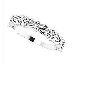 Jewels Store 0.10 Ct Round Cut White Diamond Celtic Knot Wedding Band for Women in 925 Sterling Silver White or Rose or Yellow Gold Finish (Silver, 7.5)