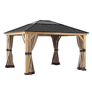 Sunjoy Original Universal Replacement Curtain for 13×15 ft. Wood Gazebo, Khaki