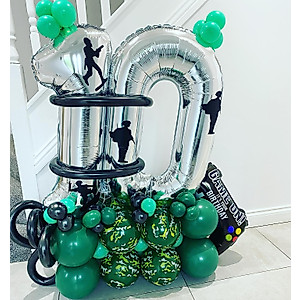 Paready Camo Balloons, 50 Pcs Green and Brown Balloons, Camouflage Army Balloon, 12 Inch Dark Sage Green Black Balloons Latex for Birthday Baby Shower Camping Woodland Hunting Jungle Party Decorations