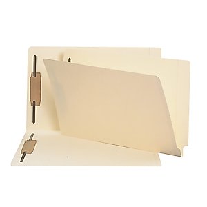 Smead 100% Recycled End Tab Fastener File Folder, Shelf-Master Reinforced Straight-Cut Tab, 2 Fasteners, Legal Size, Manila, 50 per Box (37160)
