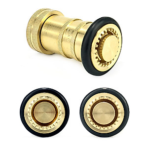 QWORK 1" NST/NH Brass Fire Hose Spray Nozzle, Heavy Duty Fire Equipment, Industrial Jet Fog Nozzle 36 gpm 100 psi