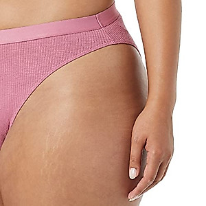 Amazon Essentials Women's Ribbed High Waist Tanga Brief, Pack of 4, Brown/Pale Pink/Green, X-Small