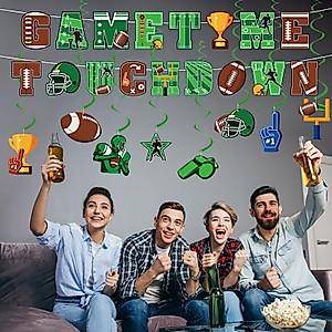 Football Hanging Swirl Decorations Football Birthday Banner Supplies Include Touch Down Game Time Pennant Banner Hanging Spirals for Sport Tailgate Game Day Party