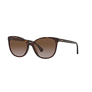Ralph by Ralph Lauren Women's Ra5282u Universal Fit Cat Eye Sunglasses, Dark Havana/Gradient Brown Polarized, 55 mm