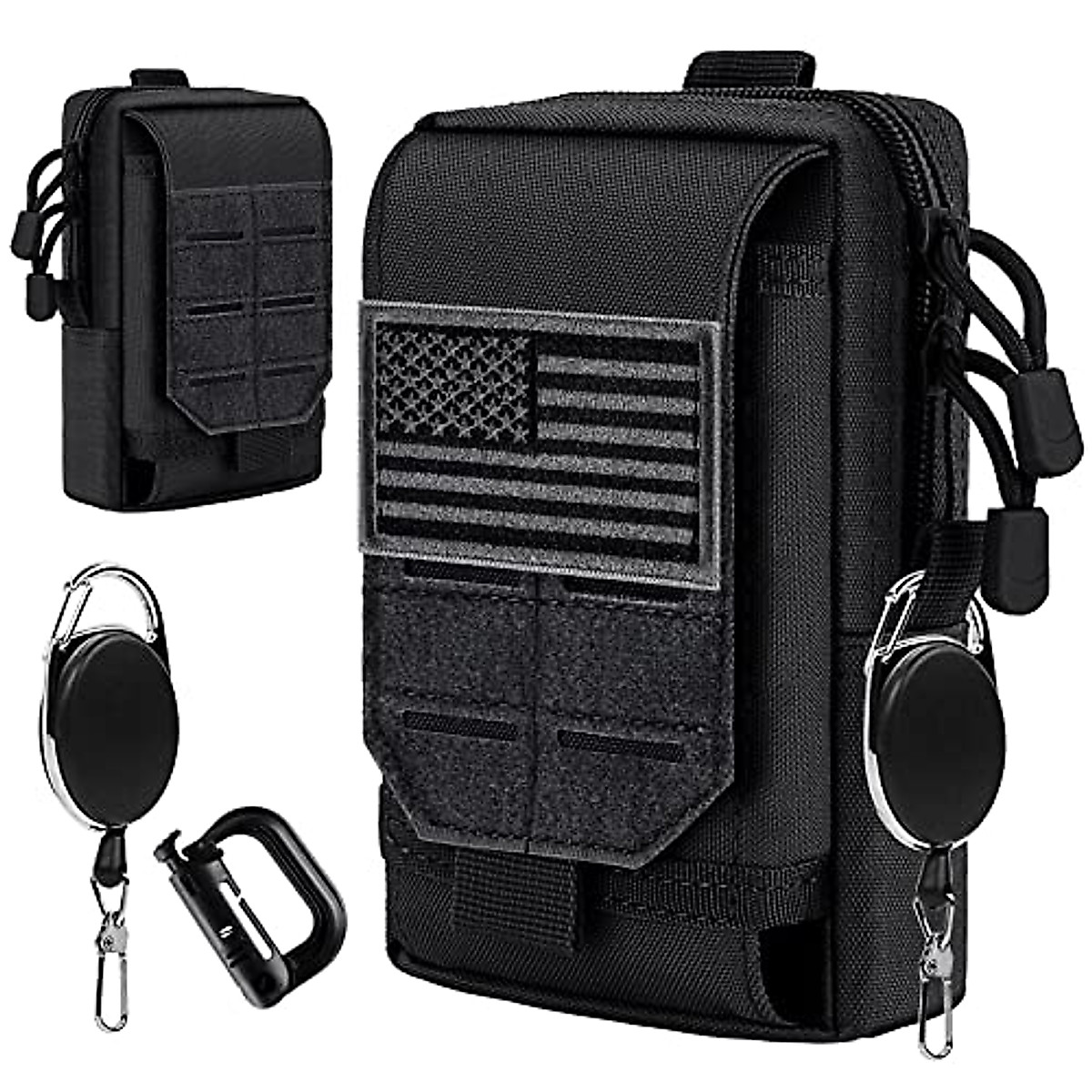 IronSeals Multi-Purpose Tactical Molle Pouch Waist Bag for Mobile Phone Belt Pouch Holster Cover Case for iPhone 14 Pro Max/13 Pro Max/12/11 Pro Max/XS Max, Size L