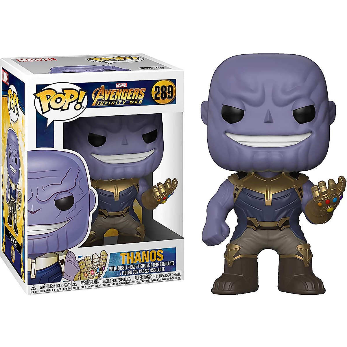 POP Marvel: Avengers Infinity War - Thanos with Infinity Gauntlet Funko Pop! Vinyl Figure (Bundled with Compatible Pop Box Protector Case), Multicolored, 3.75 inches