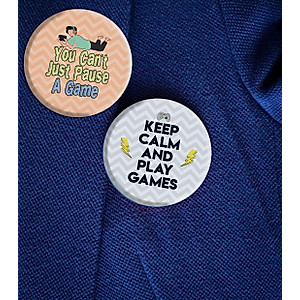 Creanoso Funny Wearable DIY Custom Design Art Button Badges - Gamer (10-Pack) - Stocking Stuffers Premium Quality Gift Ideas for Children, Teens, & Adults - Corporate Giveaways & Party Favors