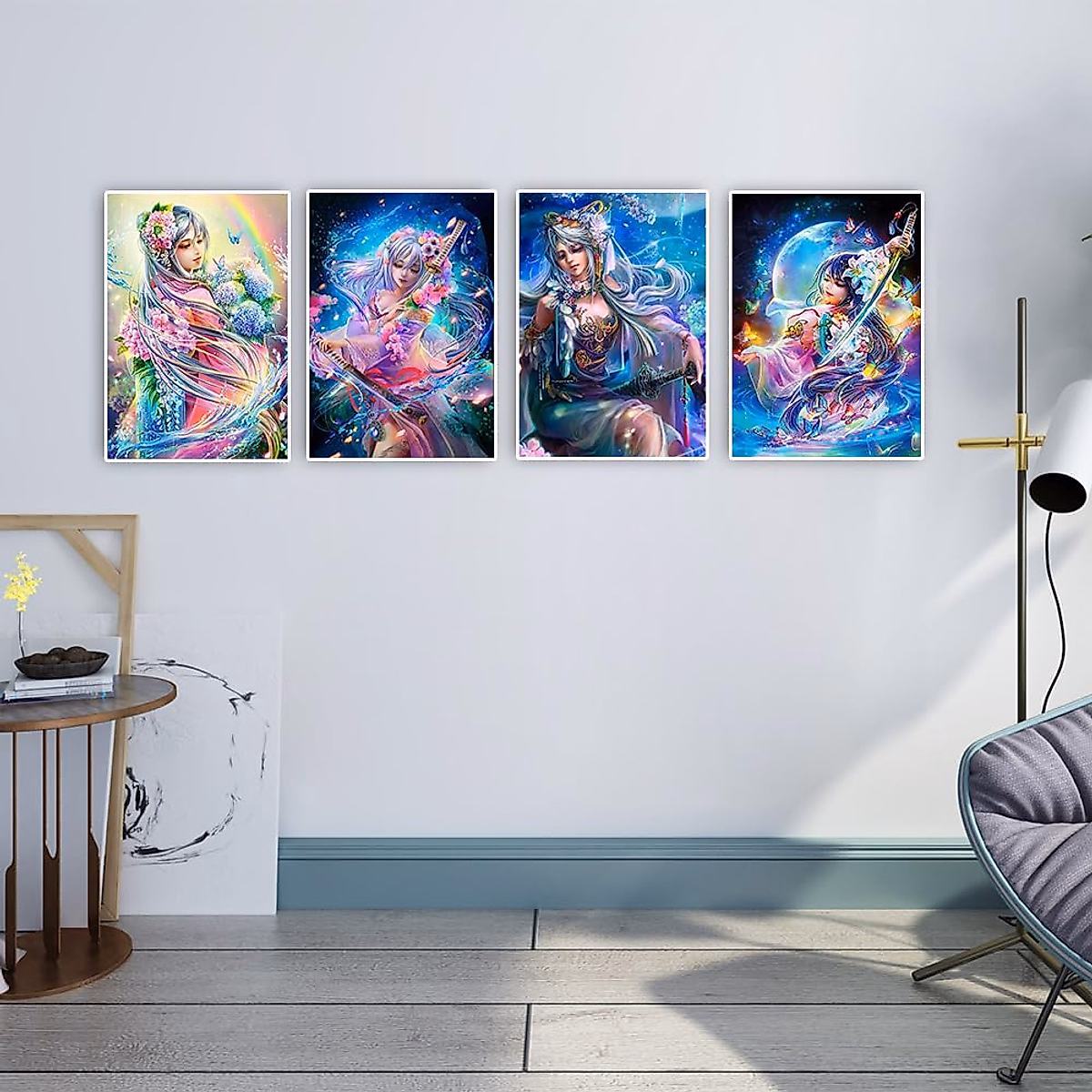 4 Pcs Fairy Diamond Painting Kits 30x40CM Easy Diamond Painting Kits for Beginners DIY Fairy Cross Stitch Kits Angel Diamond Art 5D Round Diamond Art Kits Diamond Dots Flower Elf Picture Art Crafts