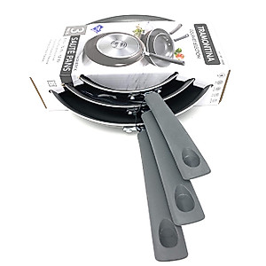 Tramontina Gourmet Selection 3 Piece Set Nonstick Saute Pans (8", 10" & 12") Heavy-Gauge Aluminium High Performance Nonstick Riveted Silicone Handles (Metallic Black)