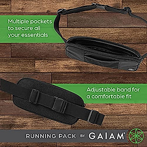 Gaiam Running Pack Accessories Storage Belt Bag for Women and Men - Adjustable Belt with Soft-Touch Fabric Pouch - Lightweight Run Belt for Exercise & Fitness, Leisure and Travel