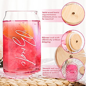 Mumufy 6 Pcs Bridesmaid Gifts Iced Coffee Cup with Bamboo Lids and Straws Jar Cups Bachelorette Cups 6 Pcs Bridesmaid Scrunchies Bachelorette Hair Ties for Proposal Gifts Bridal Wedding Favor