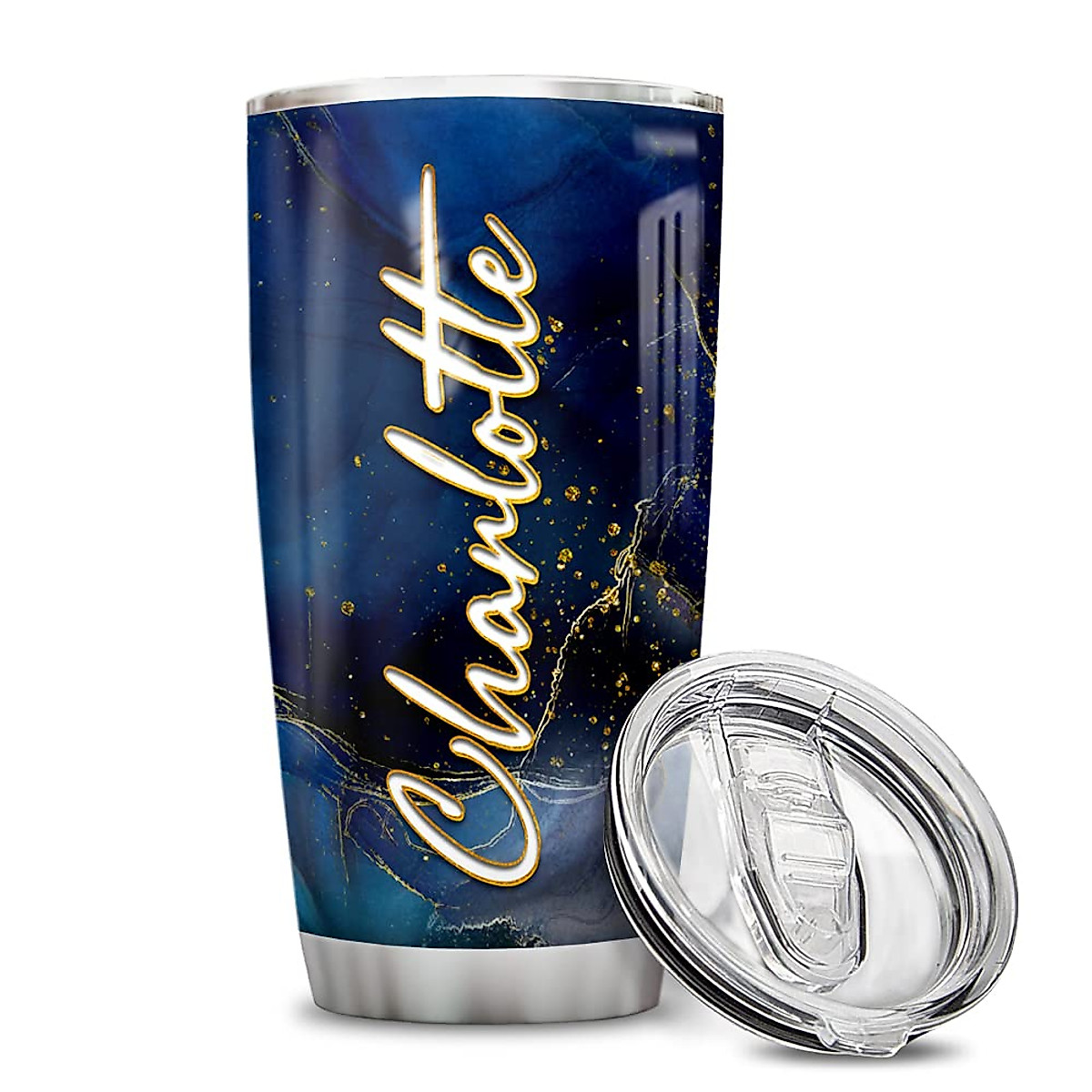 Wassmin Personalized Tumbler Stainless Steel Cup With Lid Custom Name 20oz 30oz Marble Double Wall Vacuumed Insulated Tumblers Travel Coffee Mug Birthday Christmas Gifts For Men Women